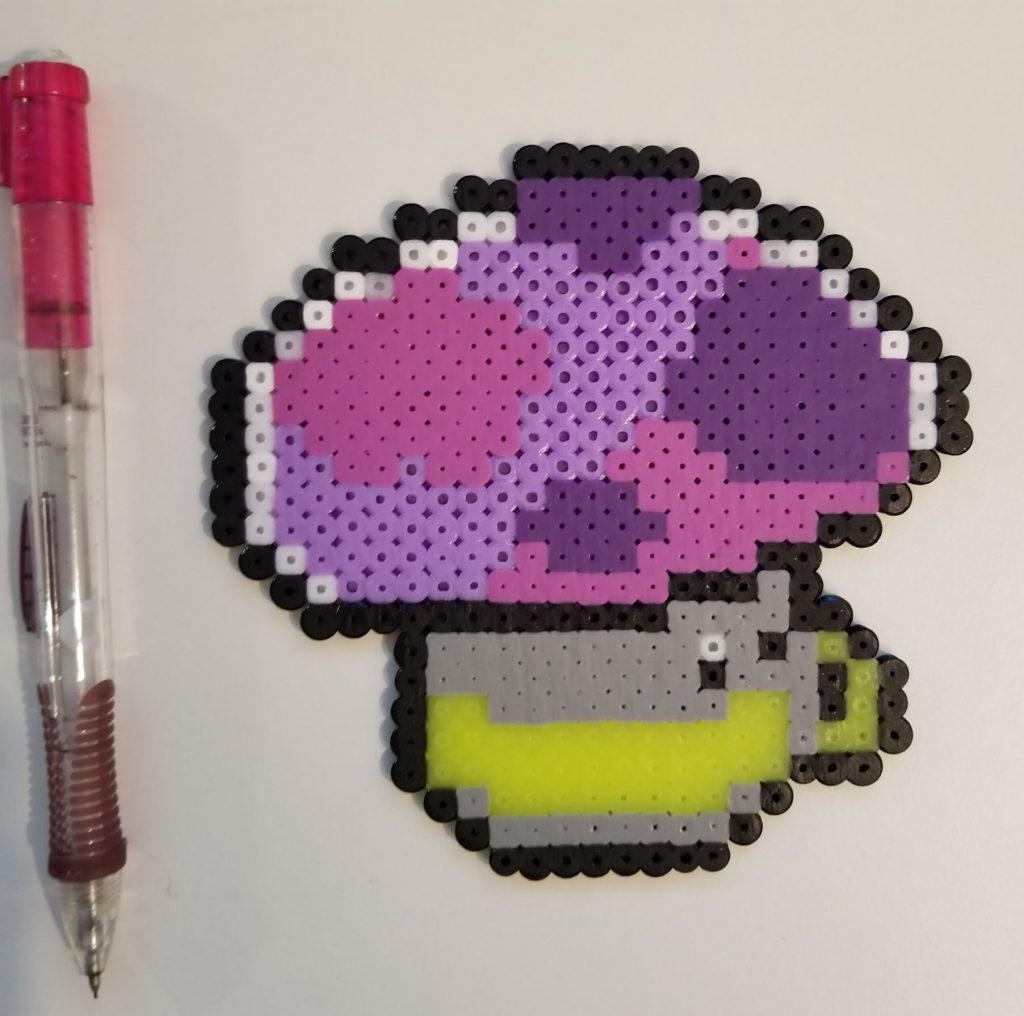 Plants vs zombies – Puff-shroom – Pixel Art and Perler Bead Sprites